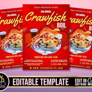 Crawfish Boil, Crawfish Boil Flyer, Crawfish Boil Invitation, Editable ...
