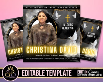 Memorial Funeral Announcement Flyer, Funeral Announcement Template, Funeral Invite Invitation ...