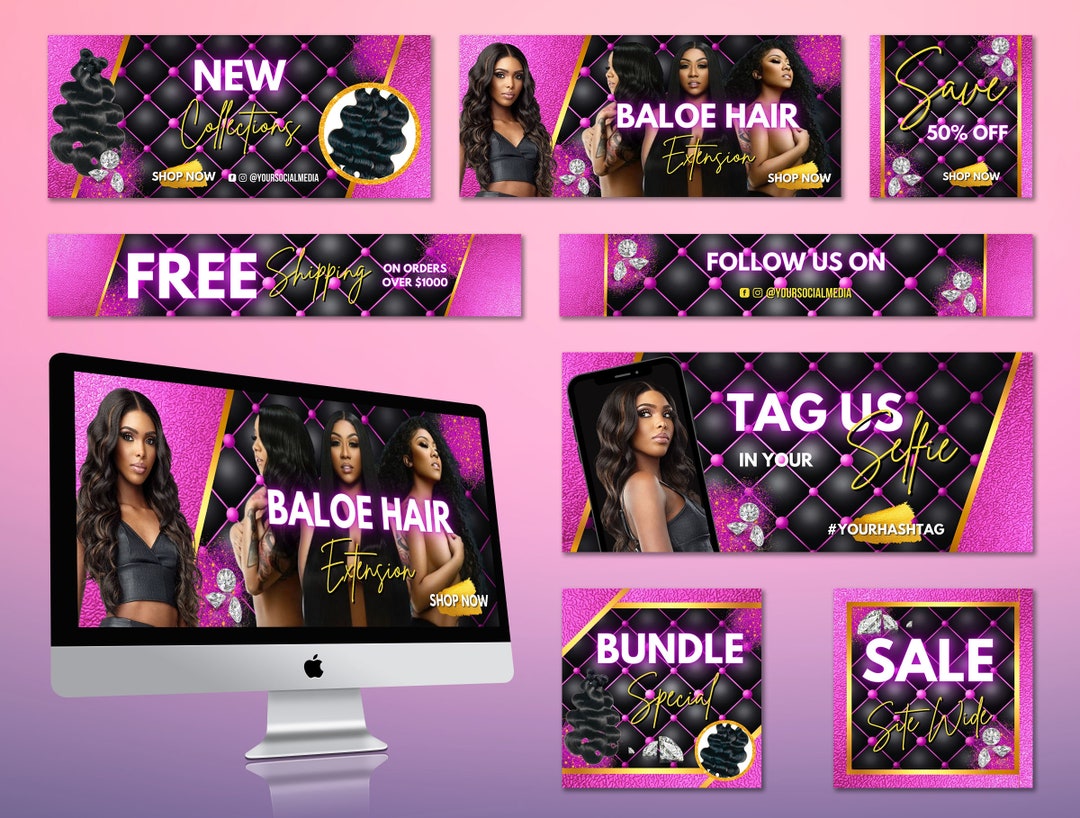 Editable Website Banner Template, Web Banners, Hair Bundles Website ...