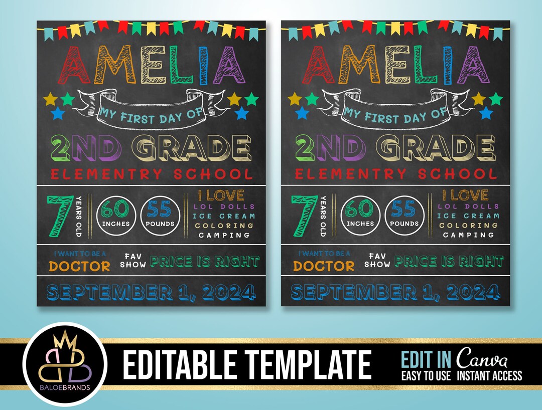 First Day of School, Chalkboard Back to School Sign, First Day or Last ...