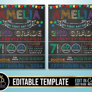 First Day of School, Chalkboard Back to School Sign, First Day or Last ...