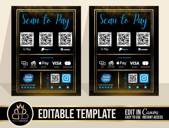 Scan to Pay Template Editable Template Canva Template Salon | Etsy