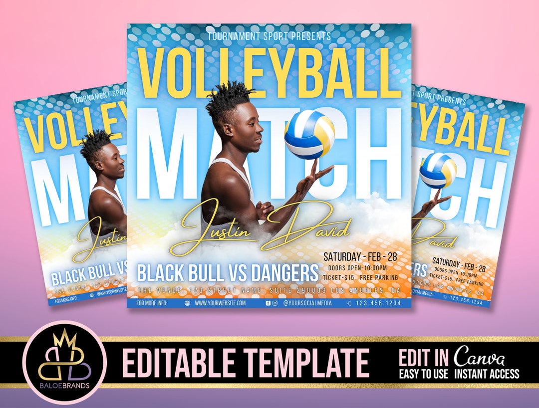 Volleyball Flyer, Volleyball Sport Flyer, Editable Canva Sport Template ...