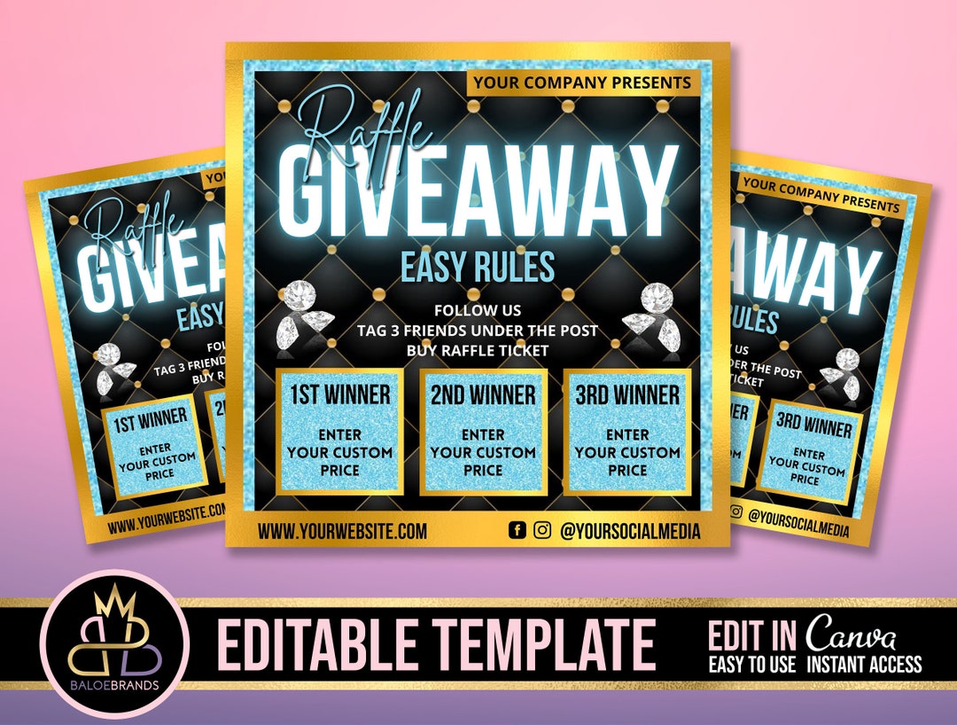 GIVEAWAY Flyer Template, Canva Template, DIY Social Media Flyer, Social ...