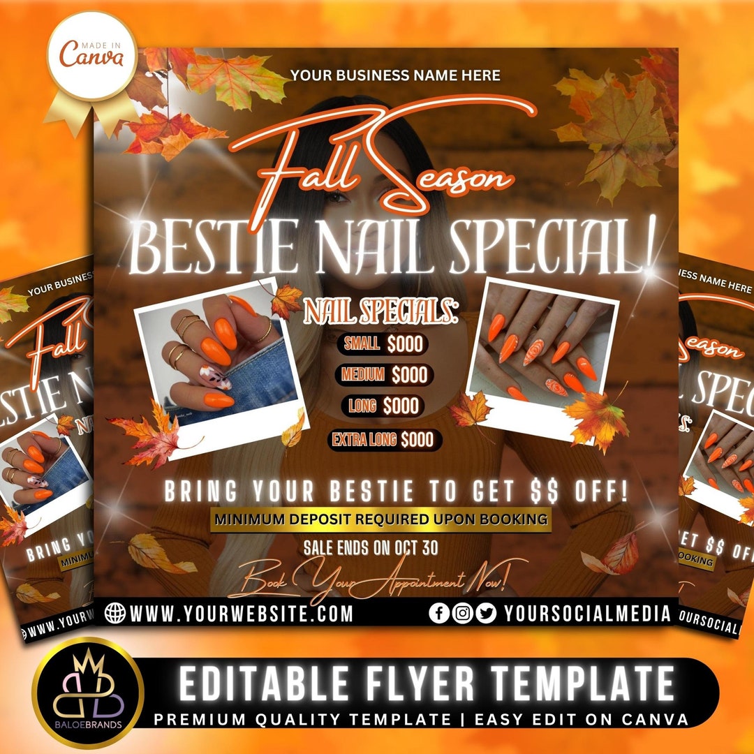 Fall Sale Flyer, Autumn Fall Flyer, Editable Template, Nail Hairspecial ...