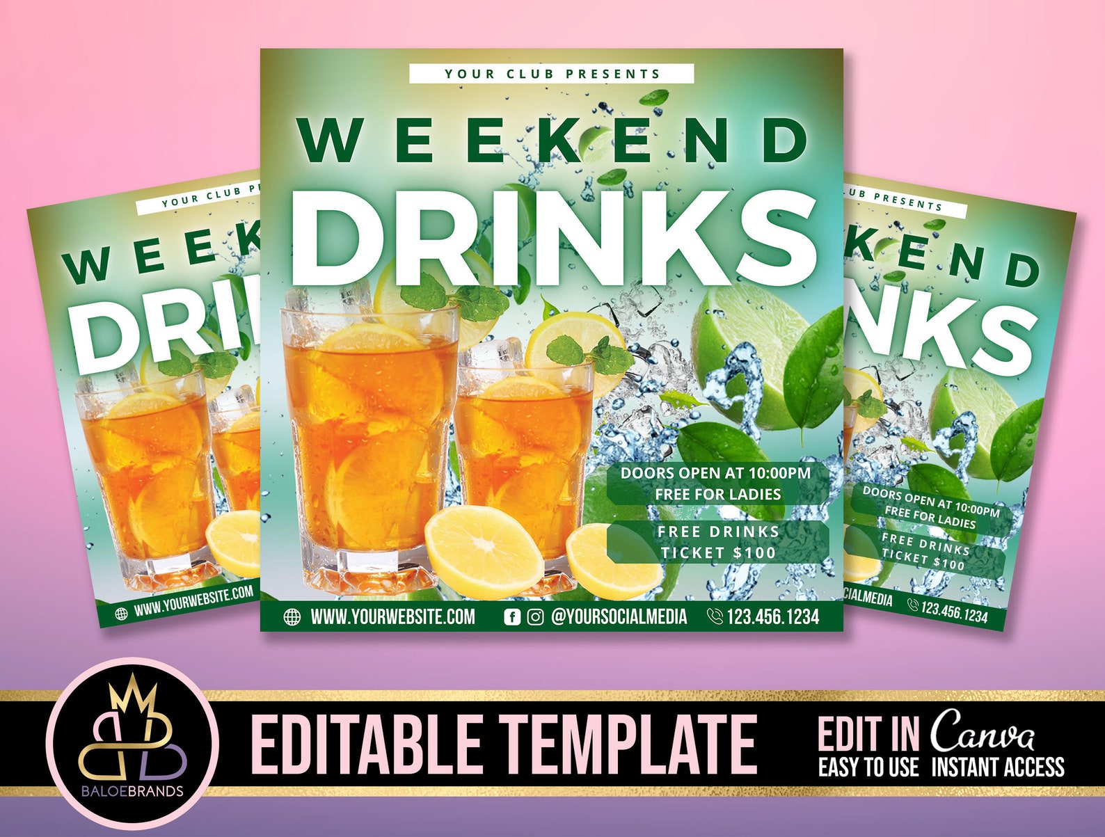 DIY Club Flyer Template Weekend Drinks Flyer Editable Canva - Etsy