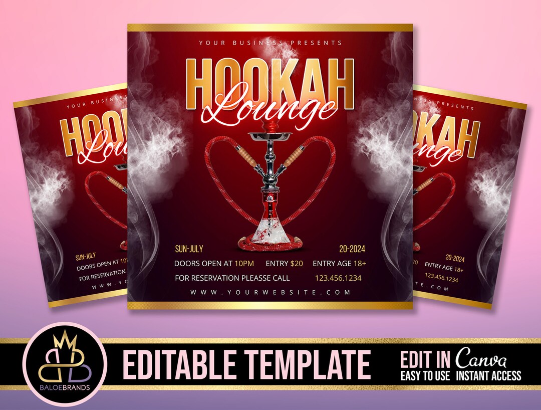 Hookah Party Flyer, Hookah Invitation, Hookah Lounge Flyer, Shisha ...