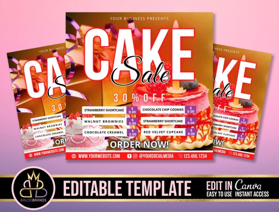 BAKING DESSERT Flyer Template Cake Dessert Sweets Sweet Canva - Etsy