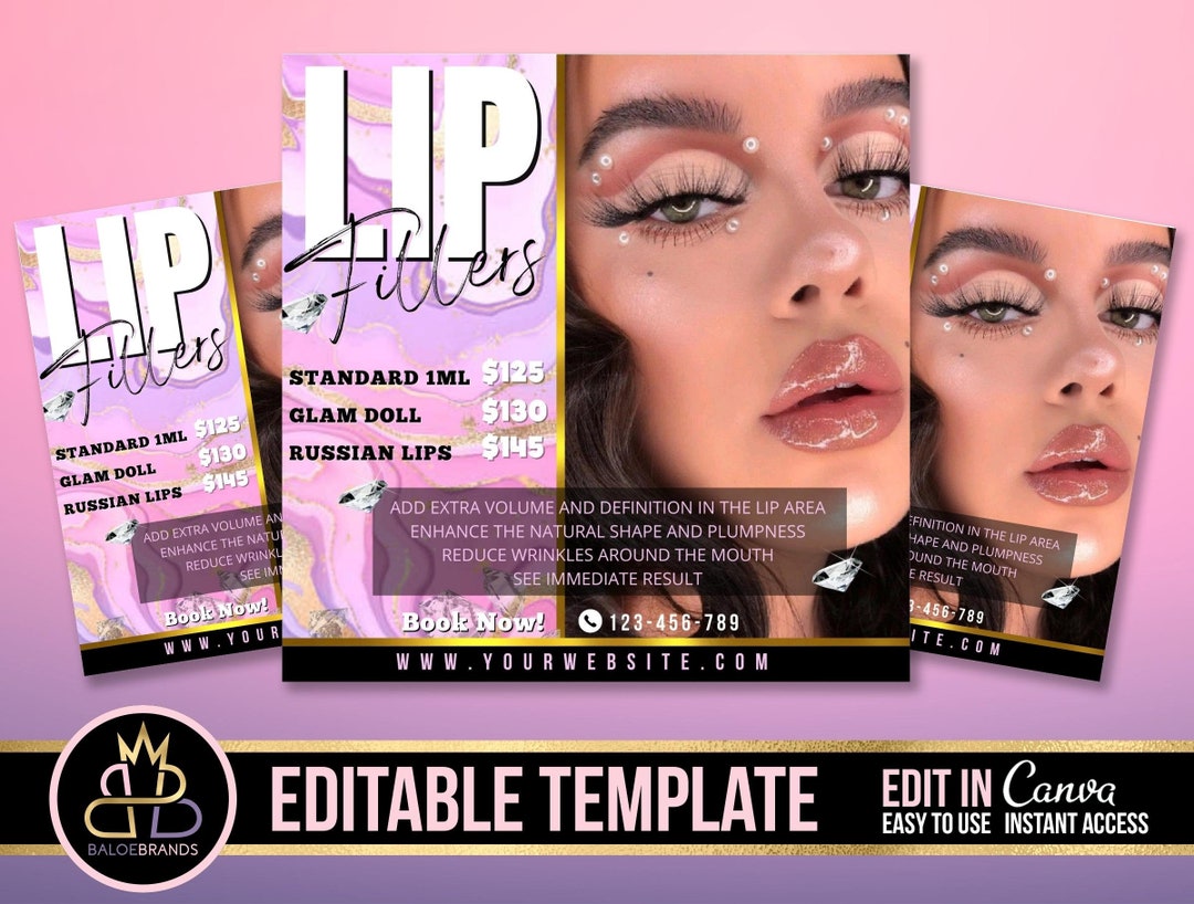 Editable Lip Flyer, Editable Social Media Flyer, Hyaluron Pen ...