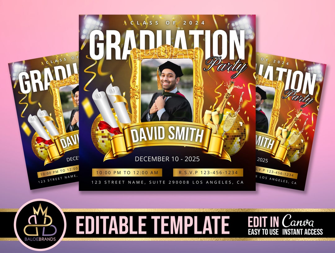 Graduation Party, Graduation Flyer, Editable Template, Graduation ...