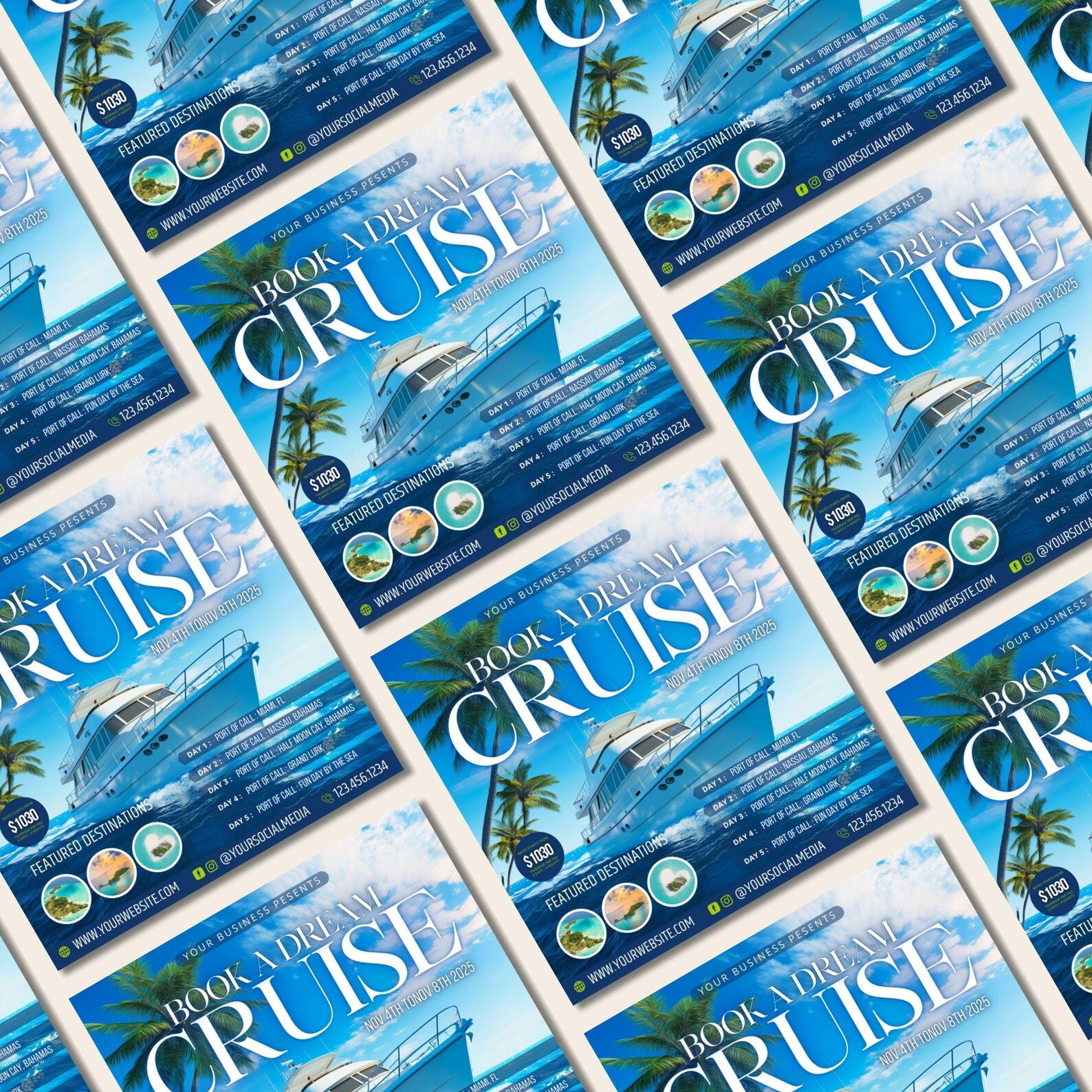 Cruise Trip Flyer, Cruise Vacation Business Trip Template Boat Yacht ...