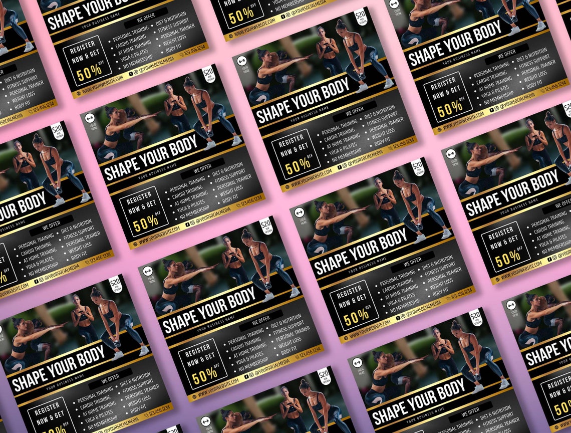 Editable Canva Fitness Template DIY Gym Workout Flyer - Etsy