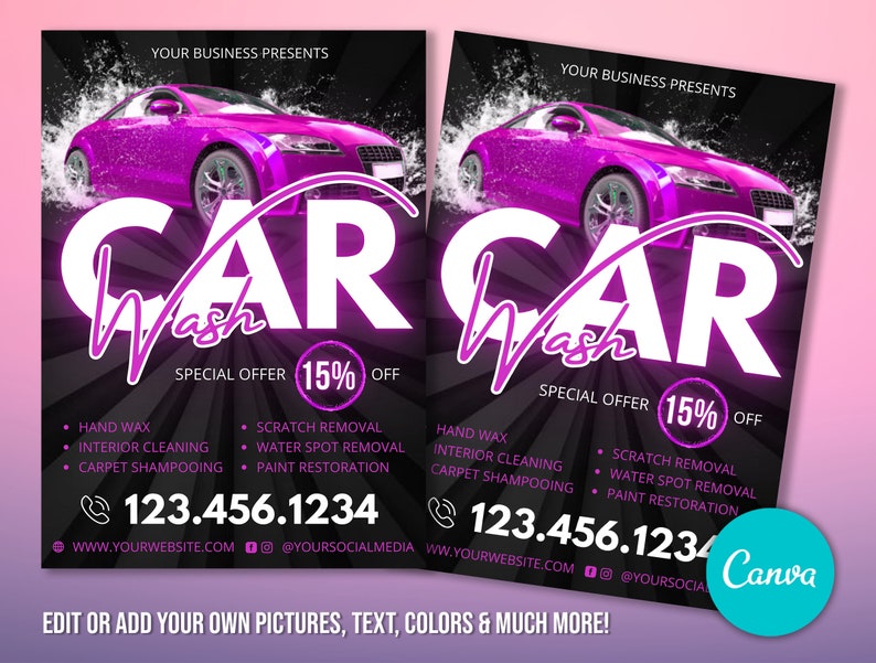 Car Wash Flyer, Editable Template, Car Detailing Flyer, Car Wash Post ...