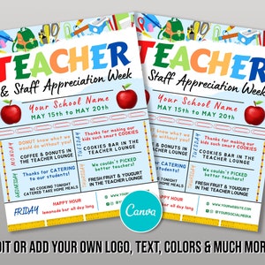 Teacher Appreciation Week, Teacher Staff Appreciation Template ...