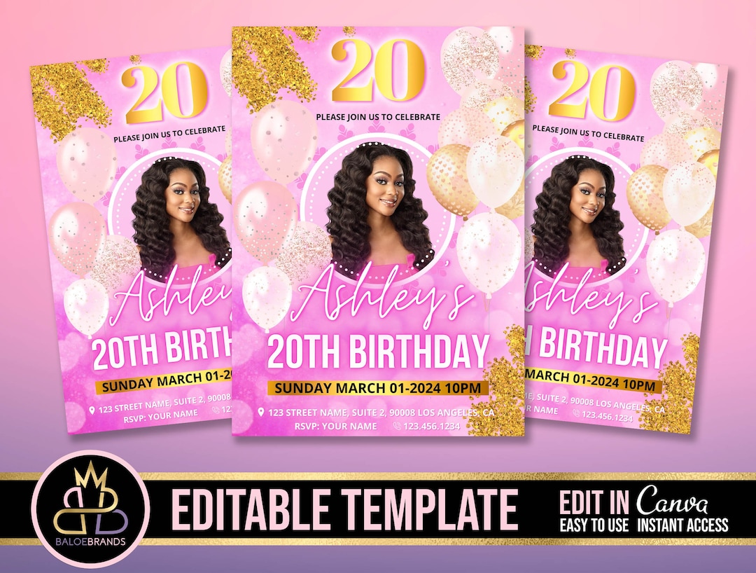 Editable Birthday Invitation, DIY Canva Template, Birthday Party Invite ...