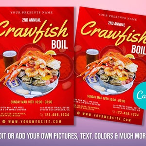 Crawfish Boil, Crawfish Boil Flyer, Crawfish Boil Invitation, Editable ...