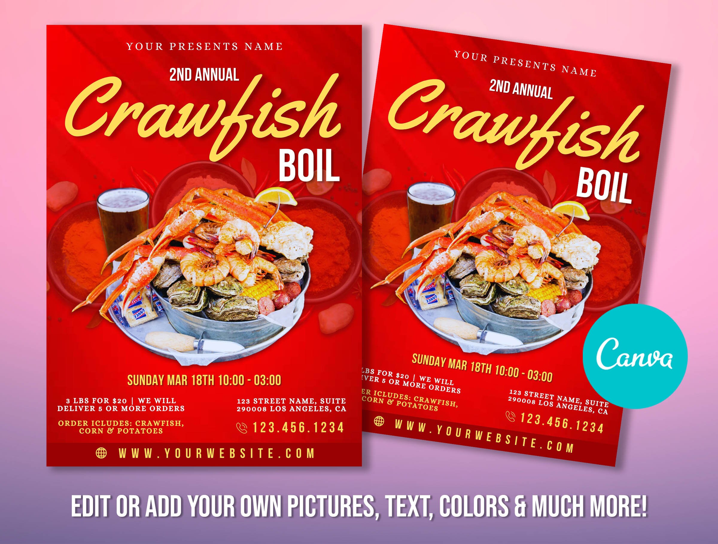 Crawfish Boil, Crawfish Boil Flyer, Crawfish Boil Invitation, Editable ...