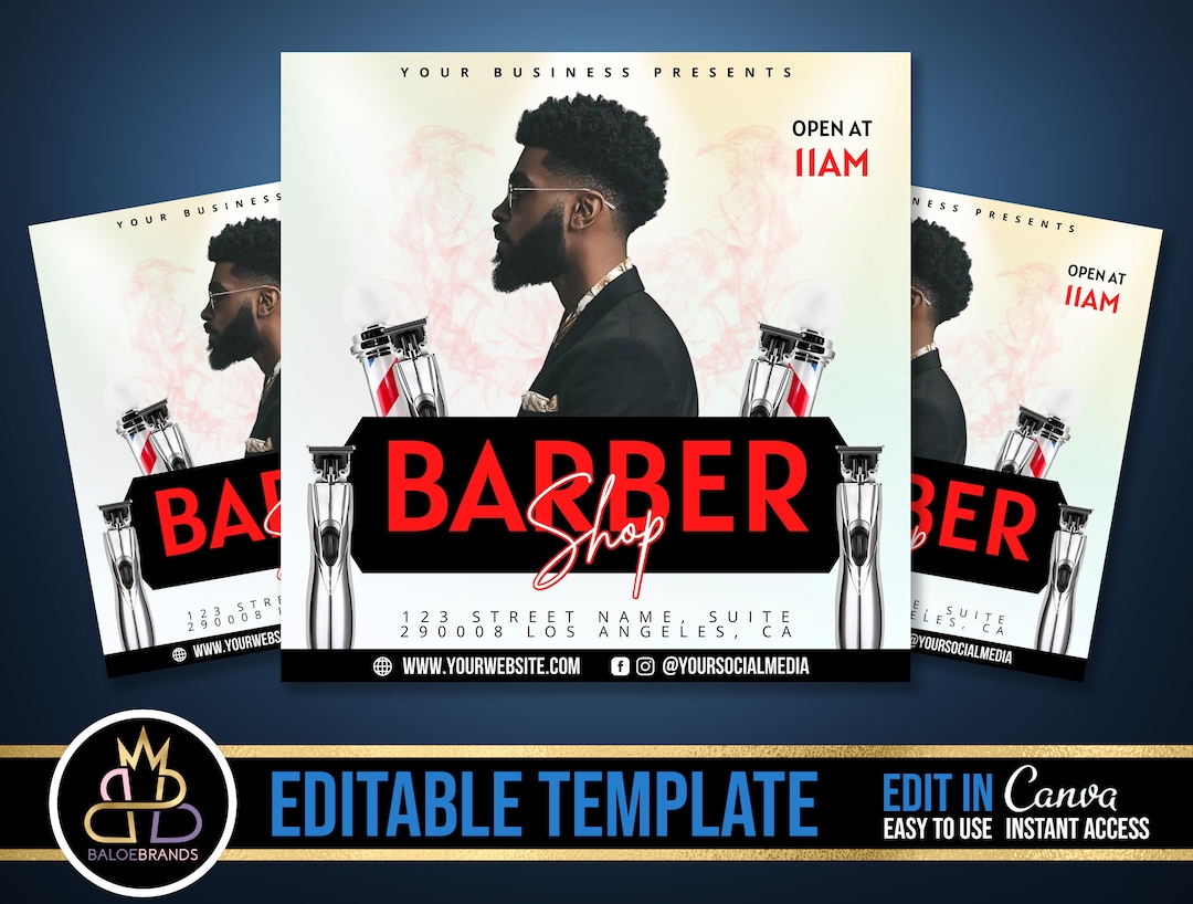 Barber Shop Template, Barber Editable Template, Hair Cut Template ...