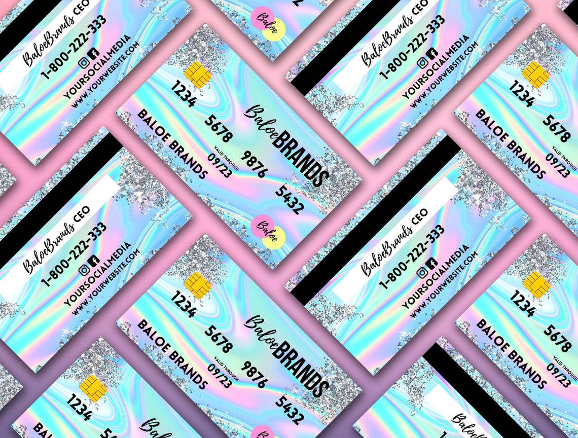 Canva DIY Holo Credit Card, Canva Editable Credit Card, Editable ...