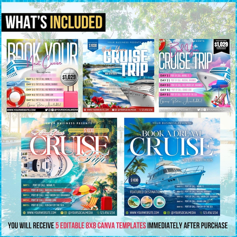 CRUISE TRIP FLYER Bundle, Cruise Trip Flyer, Vacation Editable Cruise ...