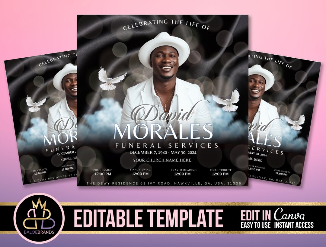 Memorial Funeral Announcement Flyer, in Loving Memory, Repass Funeral ...