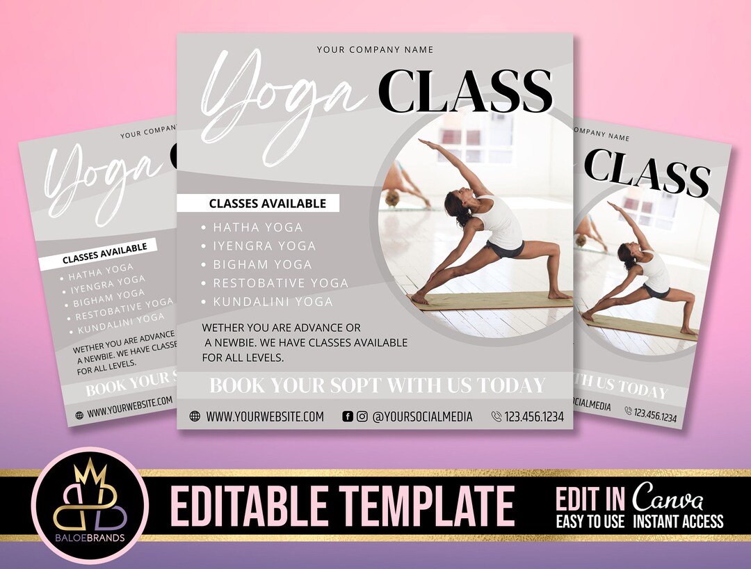 Yoga Class Instructor Flyer Template, Yoga Flyer, Editable Template ...