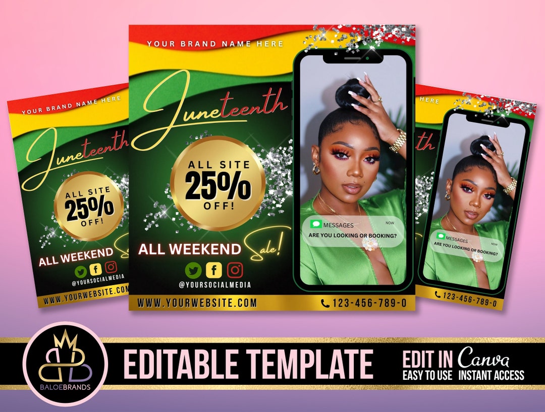 JUNETEENTH Sale Flyer, Editable Template, June Teenth Template Canva ...