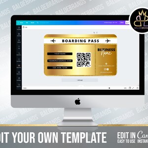 PASSPORT BUSINESS Cards, Boarding Pass Business Cards, DIY Canva ...