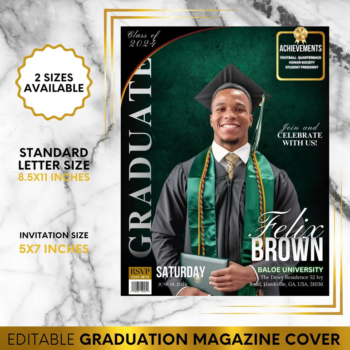 Graduation Party, Graduation Flyer, Editable Template, Graduation ...