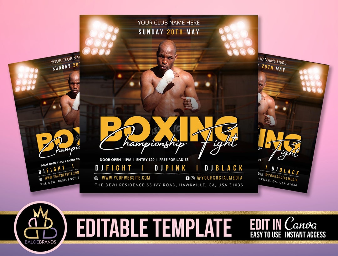 Editable Party Flyer Social Media, Boxing Night Flyer, Party Invitation ...