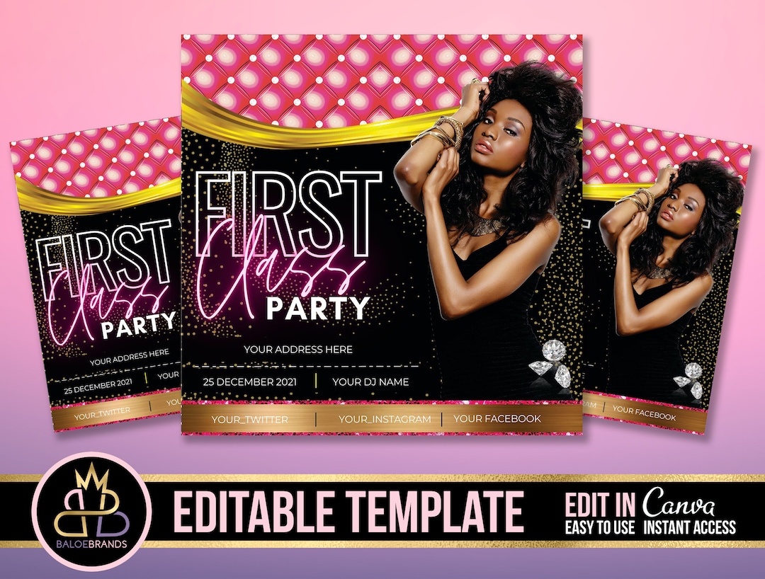 Event Flyer, DIY Flyer Template, First Class Party, Club Flyer, Party ...