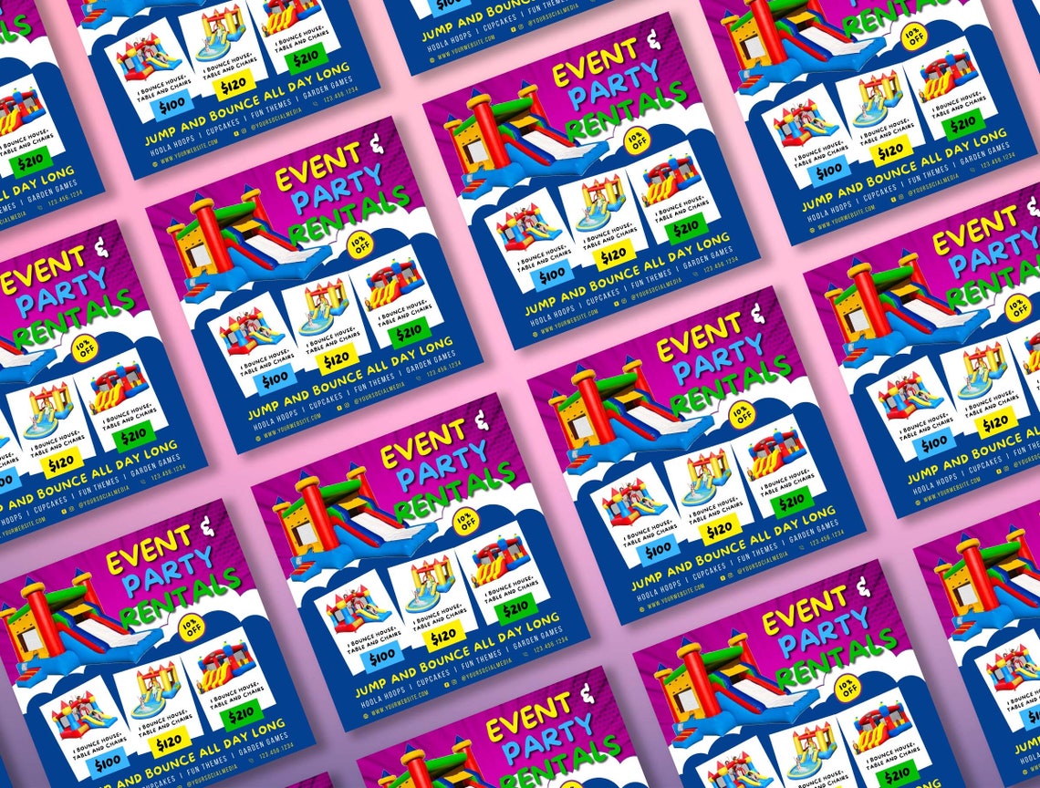 Bouncy House Flyer, Editable Social Media Flyer, Bouncy Castle Rental ...