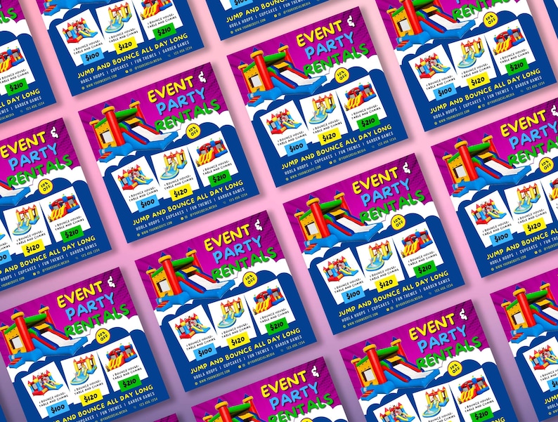 Bouncy House Flyer, Editable Social Media Flyer, Bouncy Castle Rental ...