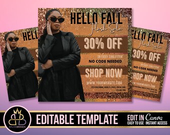 Hello Fall Flyer Template, Fall Sale, DIY Canva Flyer, Social Media ...