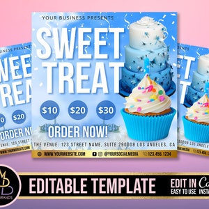 BAKING DESSERT Flyer Template, Cake Dessert Sweets Sweet Canva Bakery ...