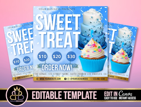 BAKING DESSERT Flyer Template Cake Dessert Sweets Sweet Canva - Etsy