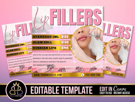Editable Lip Flyer Editable Social Media Flyer Hyaluron Pen - Etsy