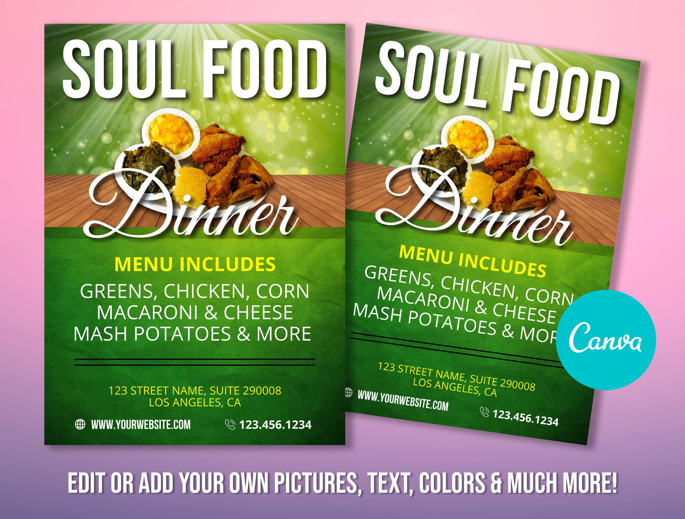 Soul Food Flyer Editable Template Food Dinner Fundraising | Etsy UK