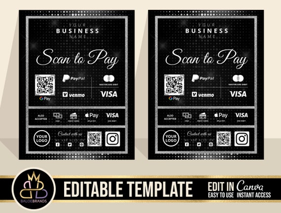 Scan to Pay Template Editable Template Canva Template Salon | Etsy