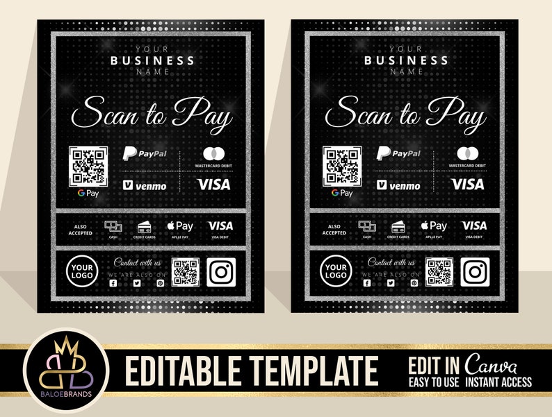 Scan to Pay Template Editable Template Canva Template Salon | Etsy