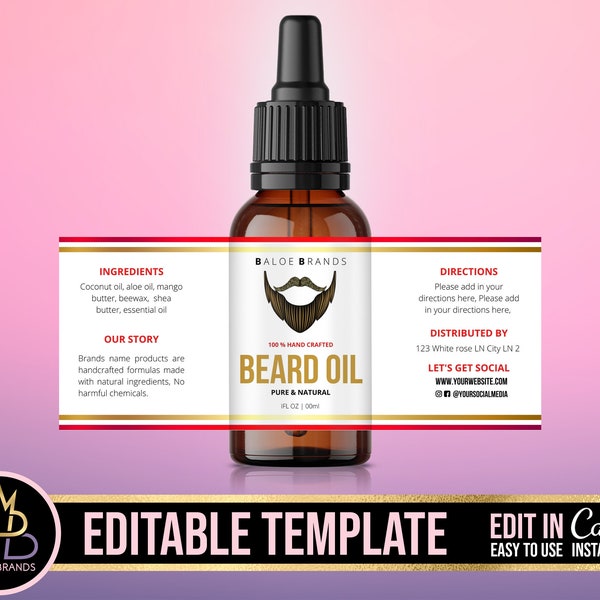 Beard Oil Label Template - Etsy