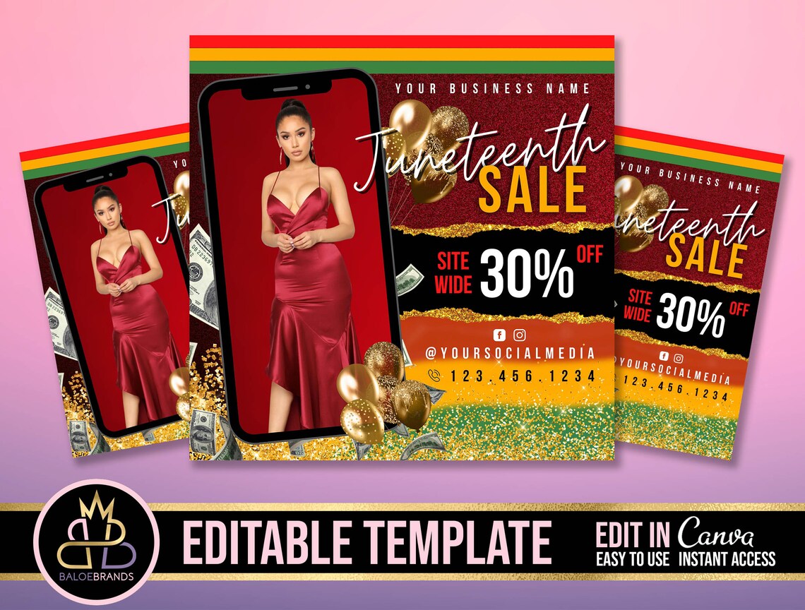 JUNETEENTH Sale Flyer Editable Template E-FLYER Template | Etsy