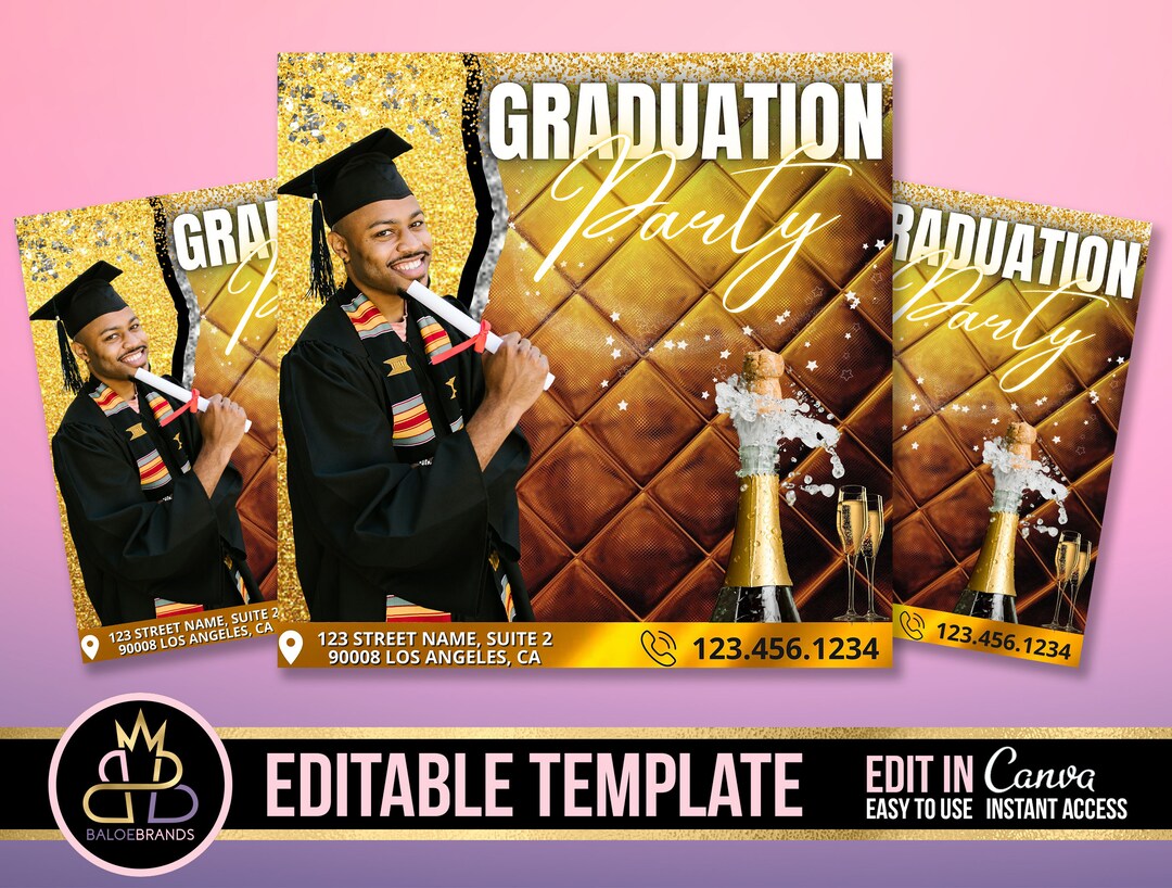 Graduation Party, Graduation Flyer, Editable Template, Graduation ...