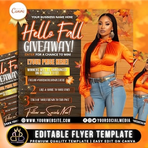 GIVEAWAY Fall Flyer Template, Canva Template, DIY Social Media Flyer ...