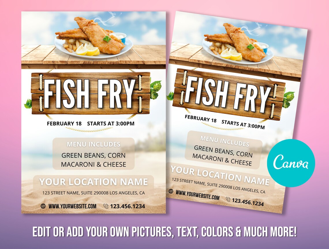 Fish Fry Flyer, Editable Template, Fish Fundraising Flyer, Fish Dinner ...