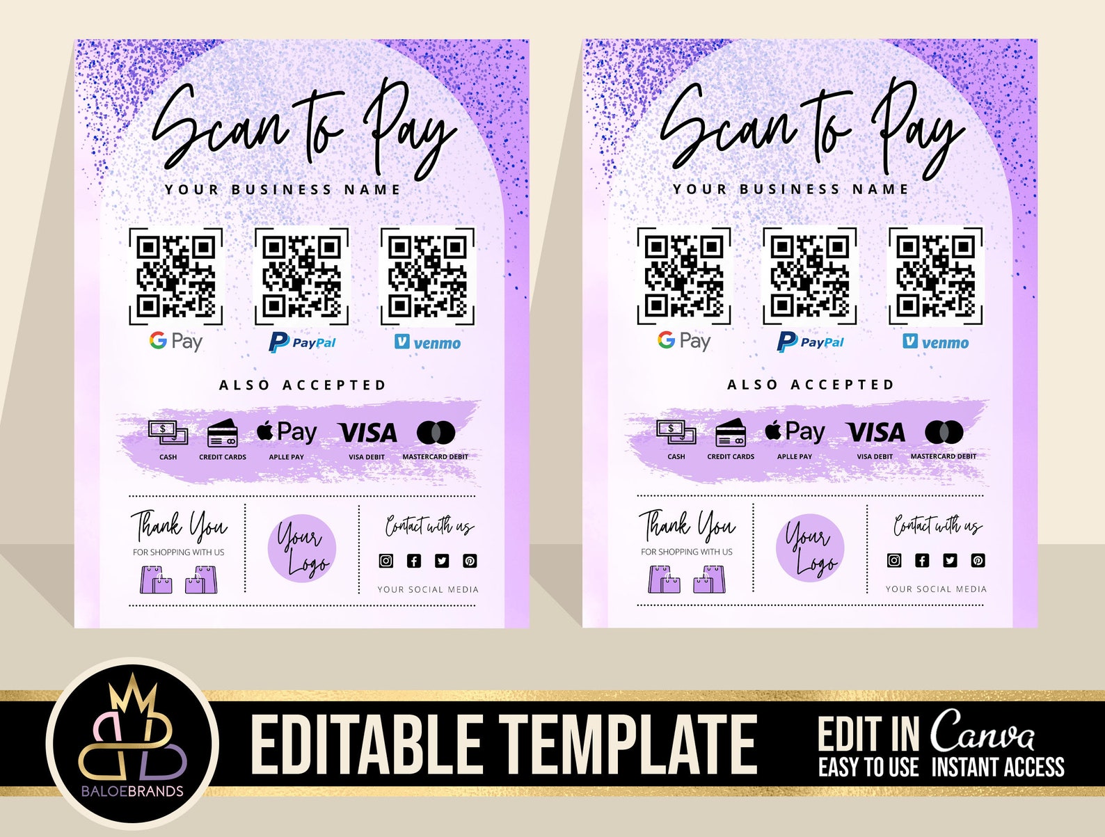 Scan to Pay Template Editable Template Canva Template Salon | Etsy