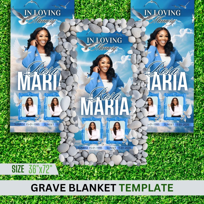 Memorial Grave Blanket Template, Editable Memorial Grave Blanket, Edit ...