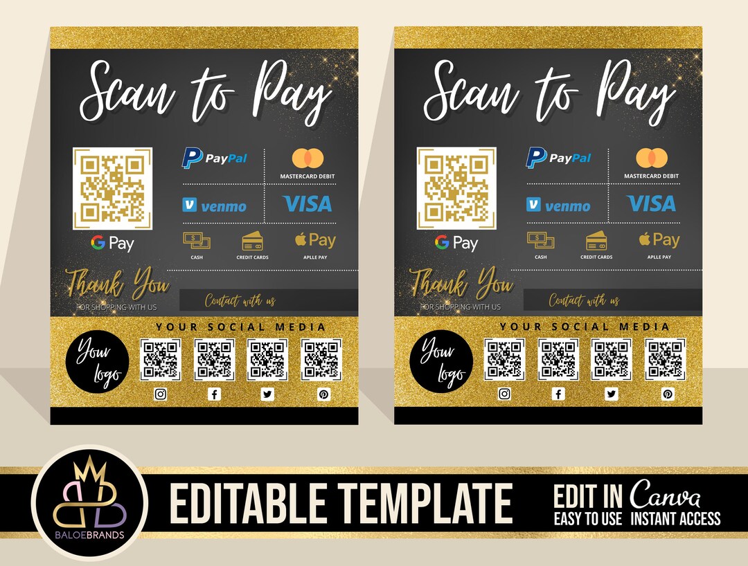 Scan to Pay Template, Editable Template Canva Template, Salon Editable ...