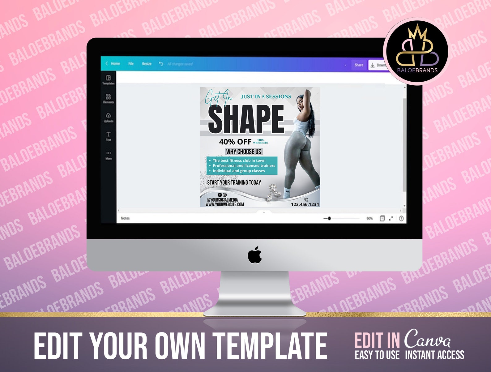 Editable Canva Fitness Template DIY Gym Workout Flyer | Etsy