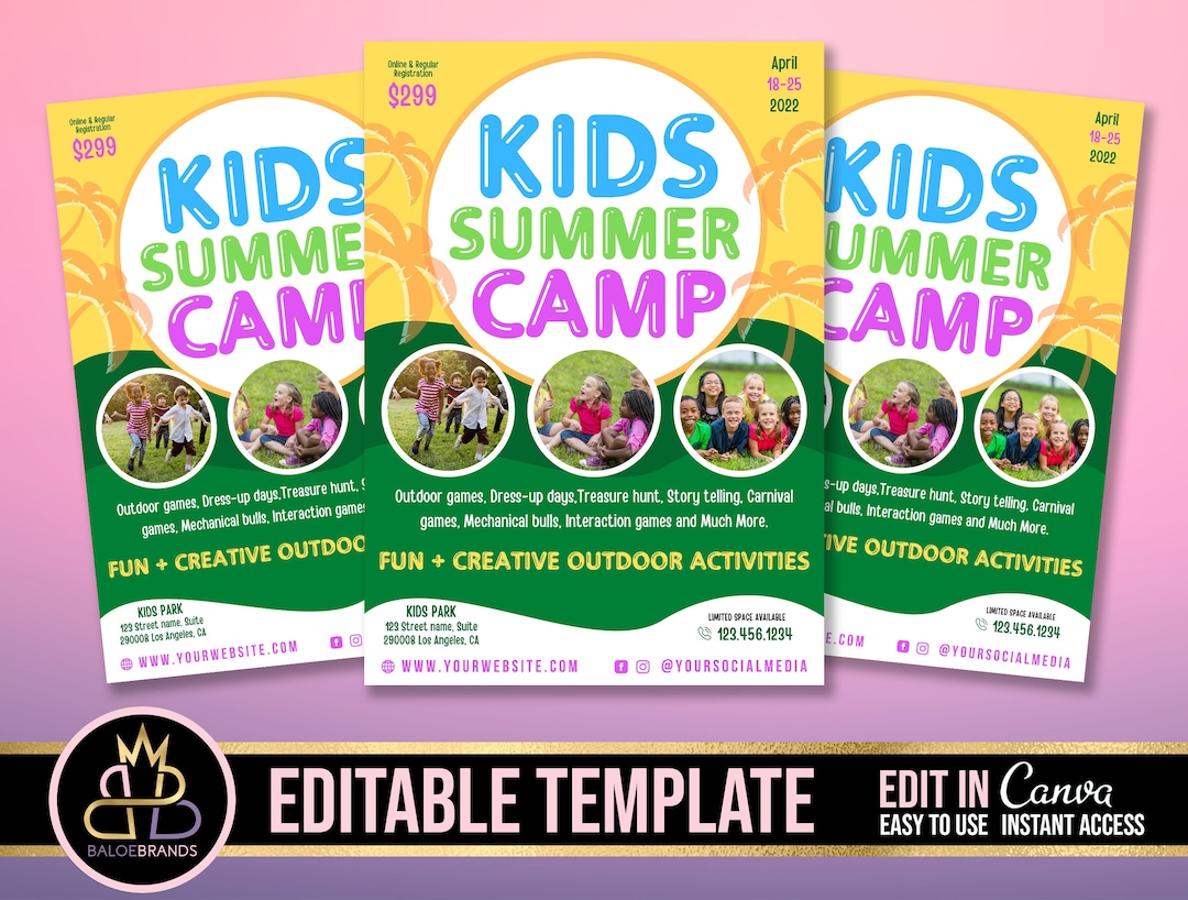 Kids Summer Camp Flyer, Kids Camp Summer Festival Flyer for Kids ...